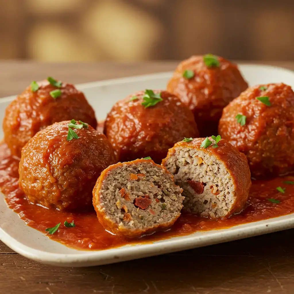 Receita de Almôndegas Gigantes Recheadas com Bacon e Tomate Seco ...