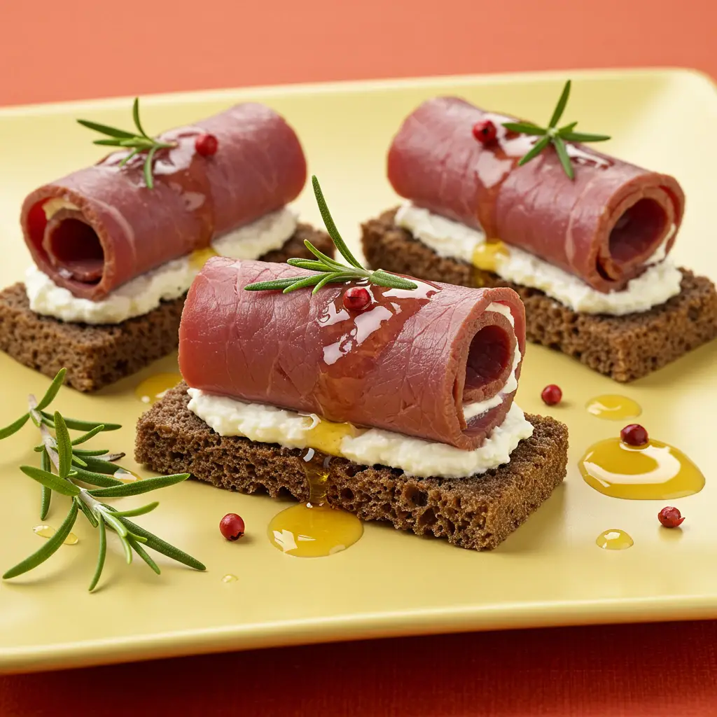 Receita de Canapés de Pastrami com Cream Cheese e Geleia de Pimenta ...