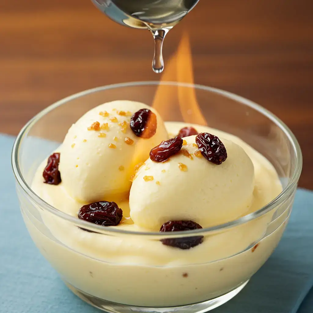 Receita de Sorvete de Creme Flambado com Uvas Passas ao Rum - Dicas e Dicas