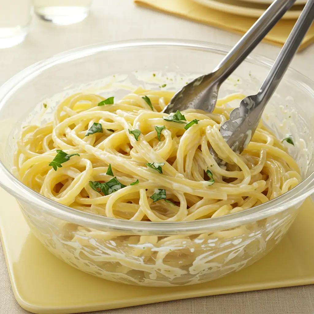 Receita de Tagliarini cremoso ao molho branco com bacon e manjericão ...